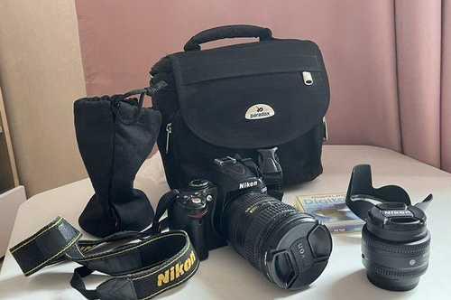 Nikon d3000 тушка, объективы nikon 18-200 + nikkor