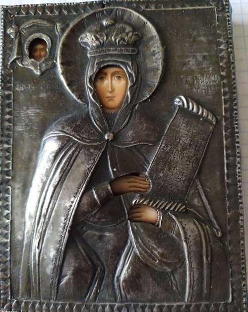 Икона Параскева Пятница в серебряном окладе