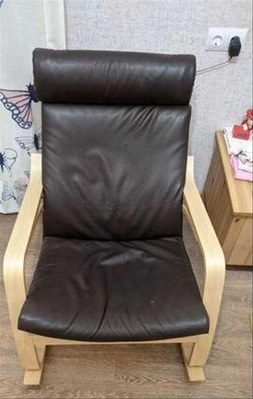 Кресло качалка поэнг Poäng IKEA (кожаное)
