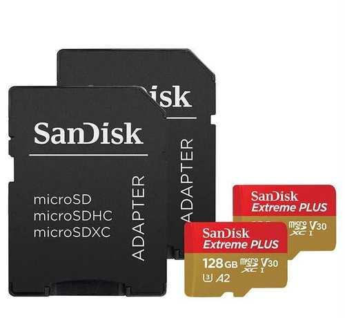 Набор карт памяти SanDisk Extreme plus 128гб, 2шт