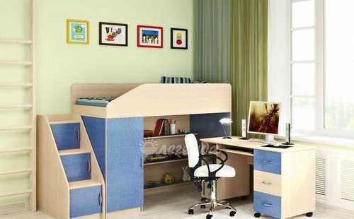 Детская кровать-чердак, шкаф и комод