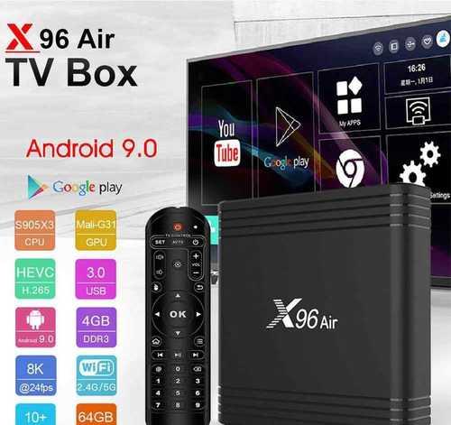 Android SmartTV приставка x96Air 4/64 4k android 9