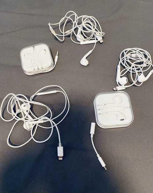 Наушники EarPods оригинал переходник лайтинг и 3,5