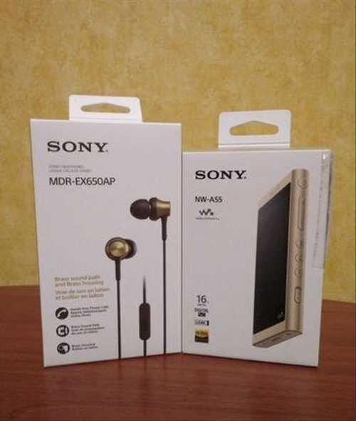 Плеер sony NW-A55, наушники sony MDR-EX650AP