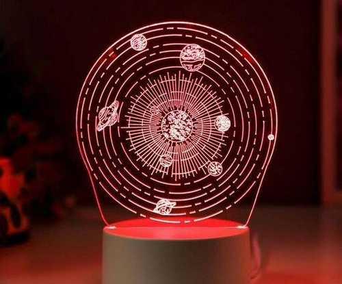 3D светильник "Космос" красный LED от сети