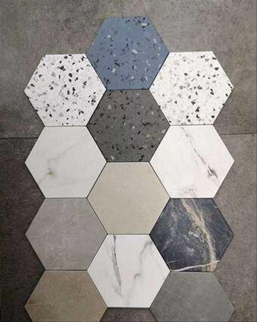 Плитка шестигранная,соты,пэчворк мрамор,бетон,микс