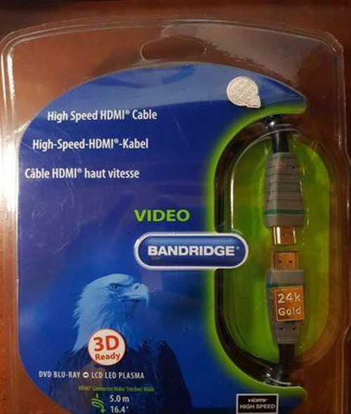 Кабель Bandridge hdmi High Speed 5 метров новый