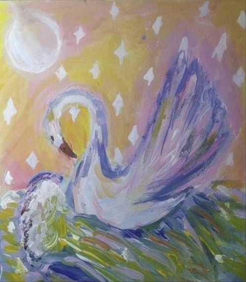 Картина «Лебедь на закате»