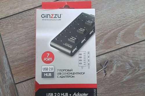USB хаб с питанием Ginzzu GR-487UAB