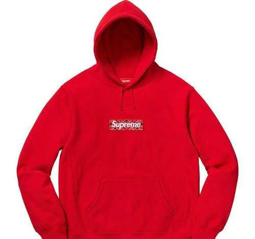 Supreme Bandana Box Logo Hooded Sweatshirt Red XL