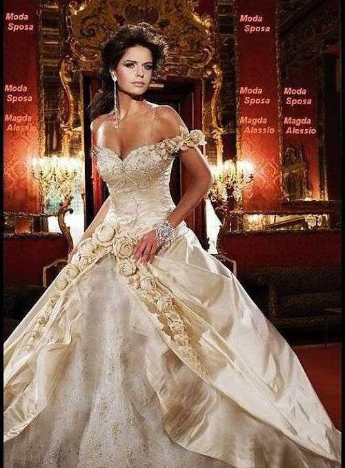 Свадебное платье атласное с вышивкой Magda Alessio