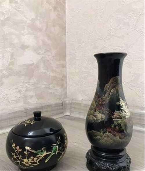 Антикварная китайская деревянная ваза Фучжоу