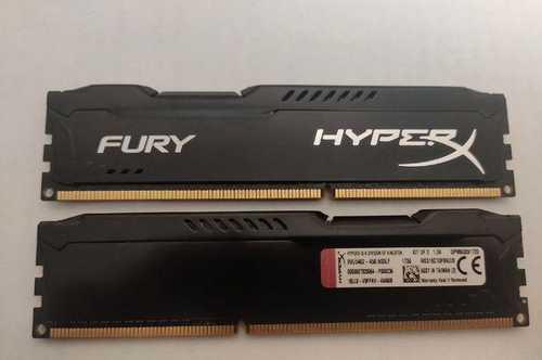 Kingston HyperX fury Black Ddr3 (2х4) 8gb 1600 MHz