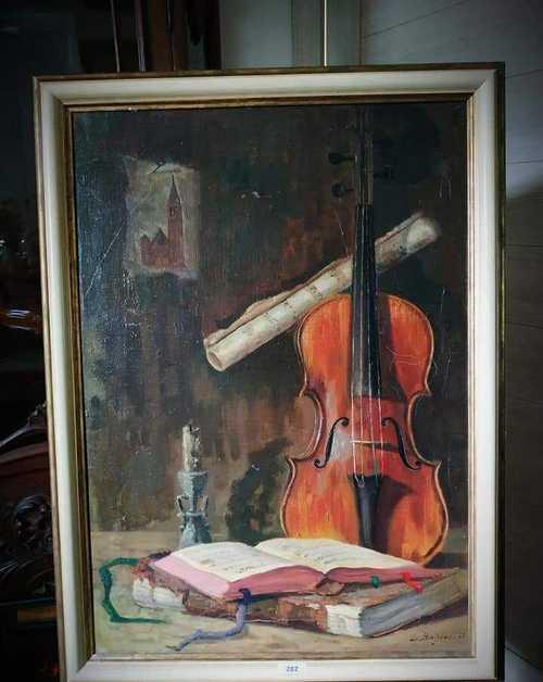 Старинная картина со скрипкой