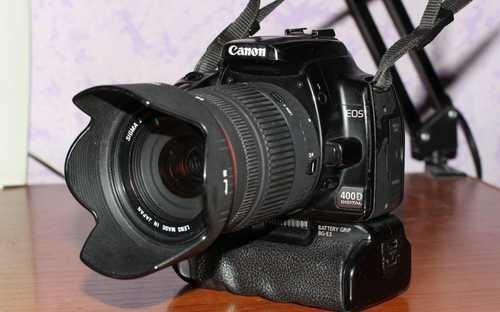 Canon EOS 400D + объектив + батарейный блок