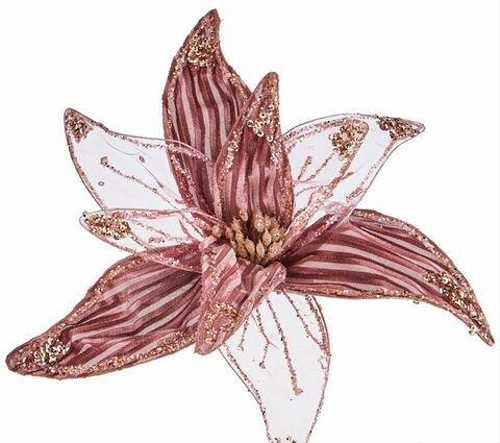 Lefard цветок пуансеттия декоративный ажур С клипсой диаметр30 см цвет:pink