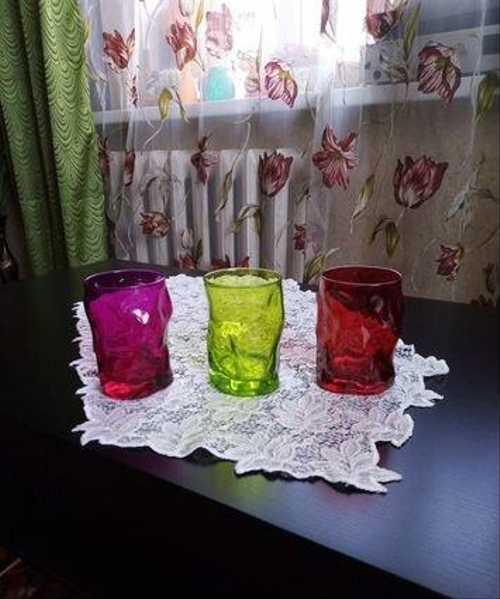 Стаканы мятые цветное стекло стаканы Италия