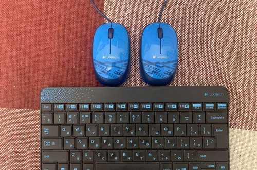 2 Мыши Logitech M105 Blue и клава Logitech K240