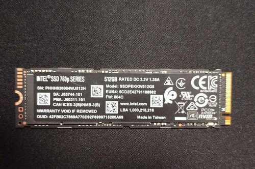 Intel SSD 760p 512 gb NVMe M.2