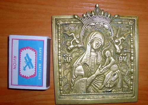 Медно-литая икона Богородица Смоленская. 19 век
