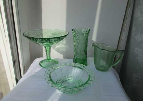 Цветное зеленое стекло вазочки сливочник конфетниц