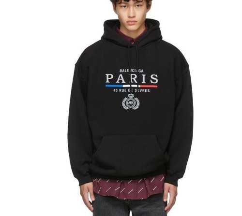 Balenciaga Hoodie Paris Flag Black