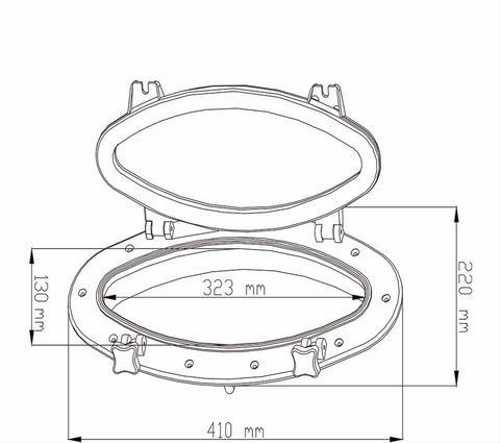 Иллюминатор SeaFlo, 323Х130 (410Х220) мм
