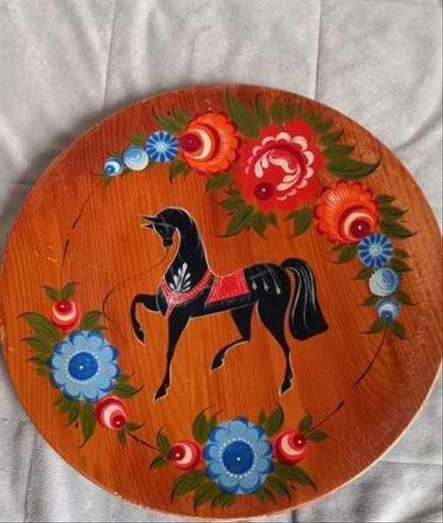 Тарелка деревянная,СССР,роспись