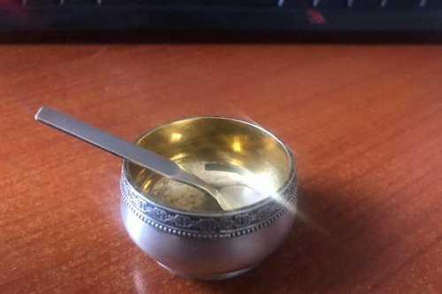 Солонка с узором,серебро 875 пр.,СССР