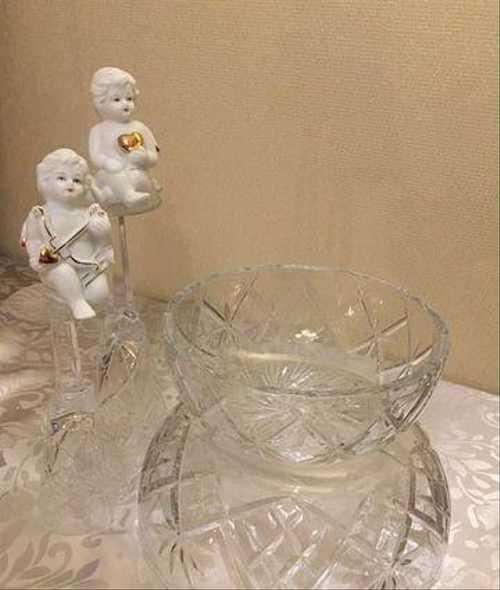 Набор хрустальных ваз эпохи СССР