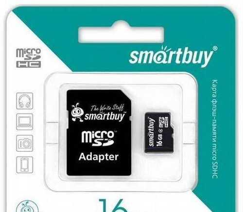 Microsdhc 16GB Smart Buy Сlass 10 (с адаптером SD)