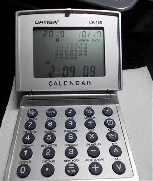 Калькулятор Catiga CK-188 часы,будильник,календарь