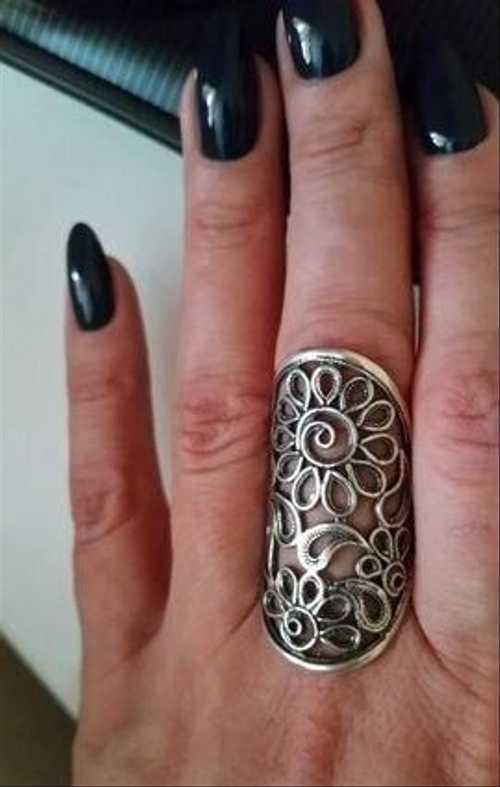 Кольцо серебряное ажурное