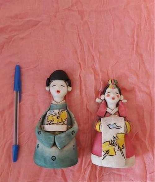 Глиняные фигурки "Молодожёны", сувенир из Кореи