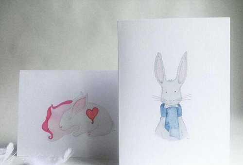 Кролики (две авторские открытки)
