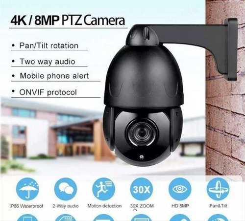 Скоростная купольная IP-камера POE 4K 30X PTZ