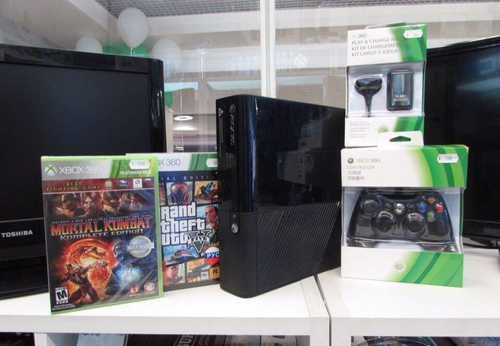 Xbox 360 E 500Gb + новый геймпад + акб + диски