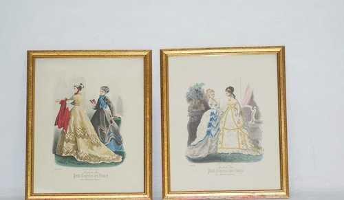 Картины «Дамы ля мода» Франция винтаж нач. 20 века