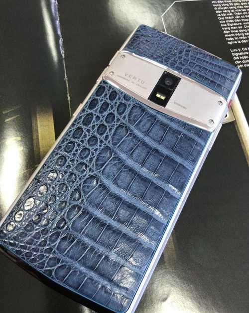 Vertu Constellation X Blue navy alligator