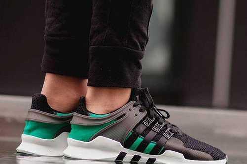 Кроссовки adidas eqt черные с зеленым