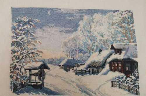 Картина, вышитая крестом "Русская зима"