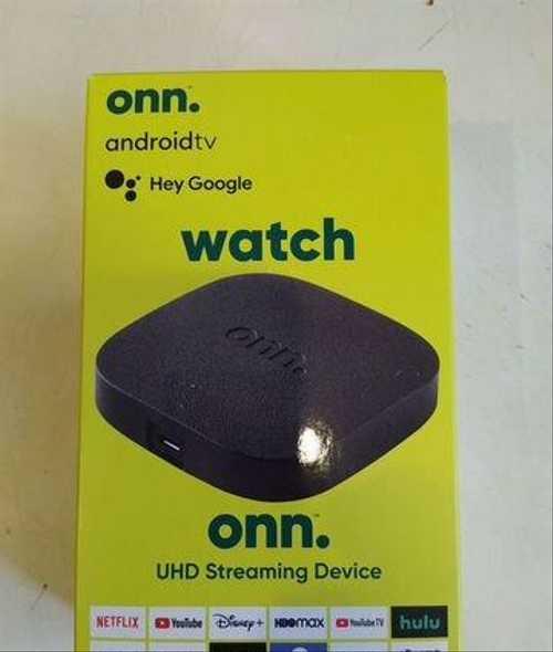 Тв-приставка Onn. Android TV UHD Streaming Device