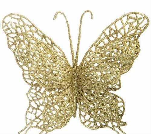 Lefard изделие декоративное бабочка на клипсе. длина14см. золото