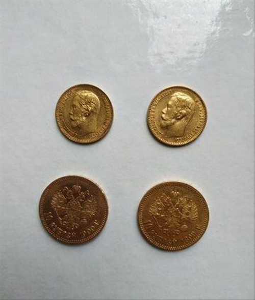 Золотые монеты Николая II 10 и 5