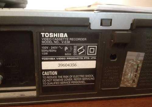 Видеомагнитофон toshiba V-E38