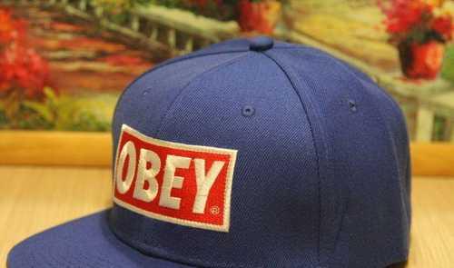 Кепка бейсболка Obey новая. Синяя прямой козырек