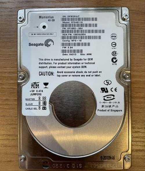 Жёсткий диск 2.5" IDE Seagate 40 гб