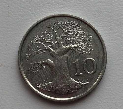 Монета 10 центов Зимбабве 1999