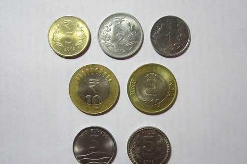 Набор монет Индия, 7 шт., в т.ч. юбилейная