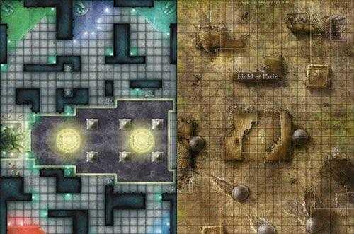 DnD battle map field of ruin / dragon shrine